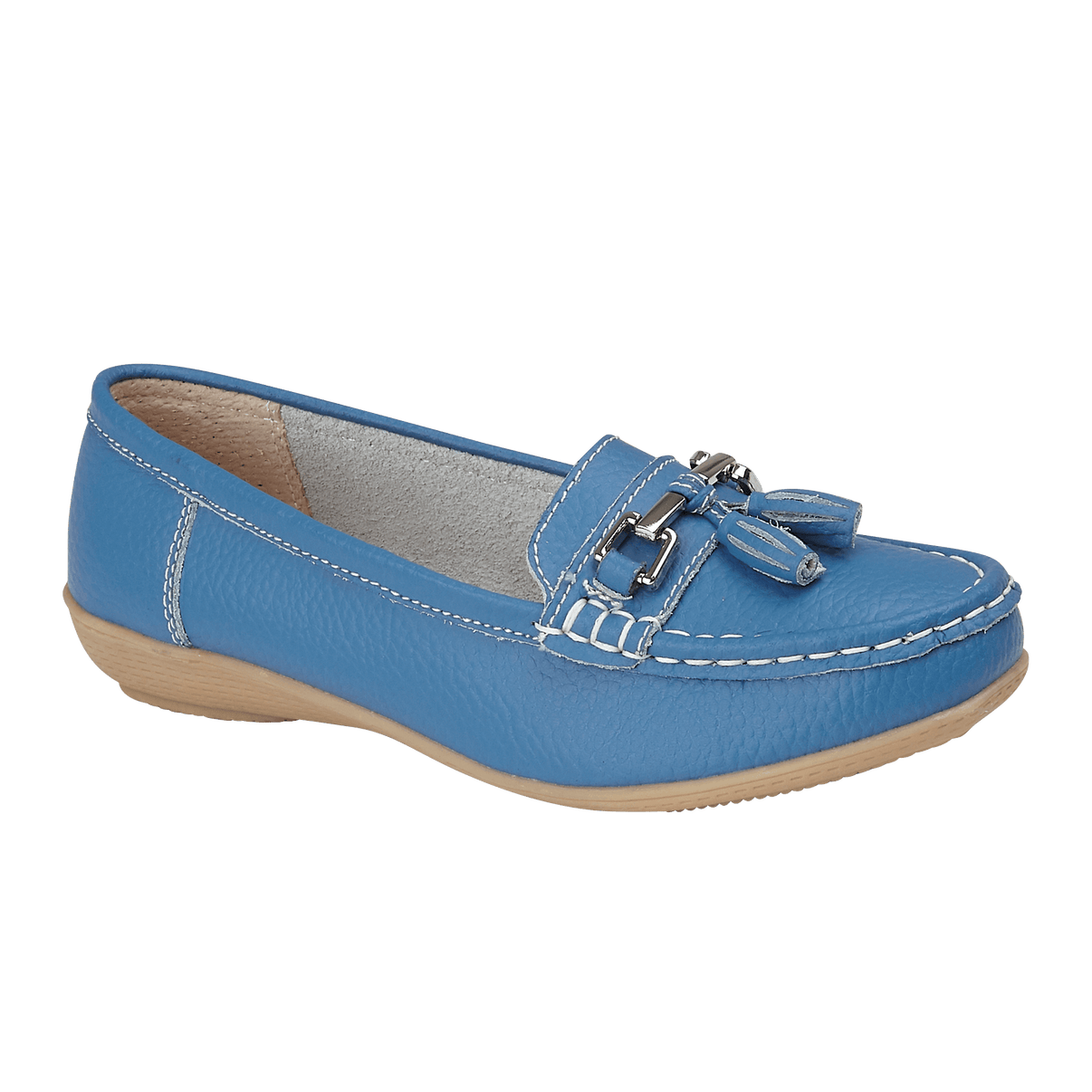 Nautical Ladies Leather Loafer - French Blue – LOAF